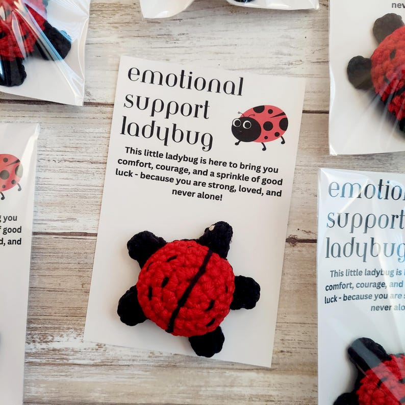 Emotional Support Ladybug Pocket Hug – Crochet Amigurumi Plushie, Lucky ...