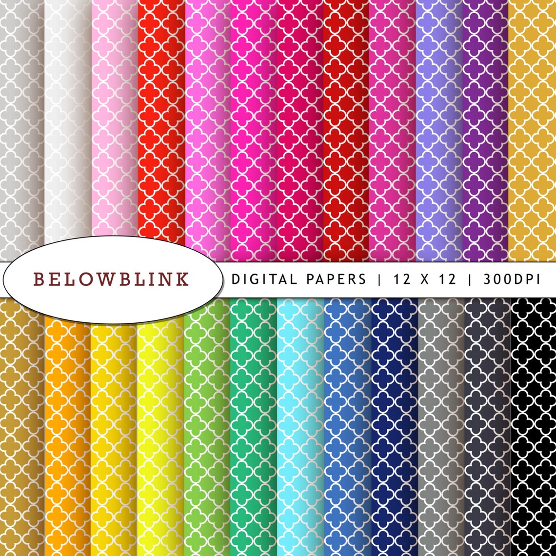 Quatrefoil Digital Paper Pack Scrapbook Papers 24 Jpg Files - Etsy