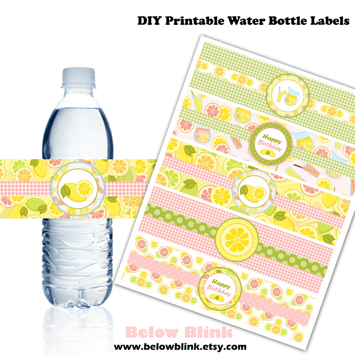 Pink Lemonade Water Bottle Labels Printable Water Bottle - Etsy