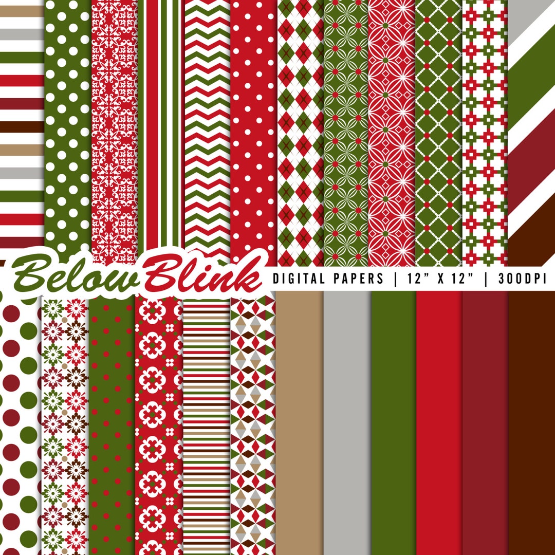 Christmas Digital Paper Pack, Scrapbook Papers, 24 Jpg Files 12 X 12 ...
