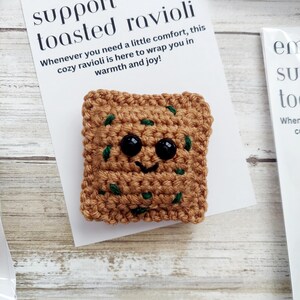 Emotional Support Toasted Ravioli Pocket Hug, Crochet Amigurumi Comfort ...
