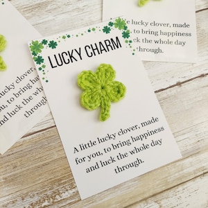 Handmade Crochet Lucky Charm, Pocket Hug 4 Leaf Clover, Good Luck Charm ...