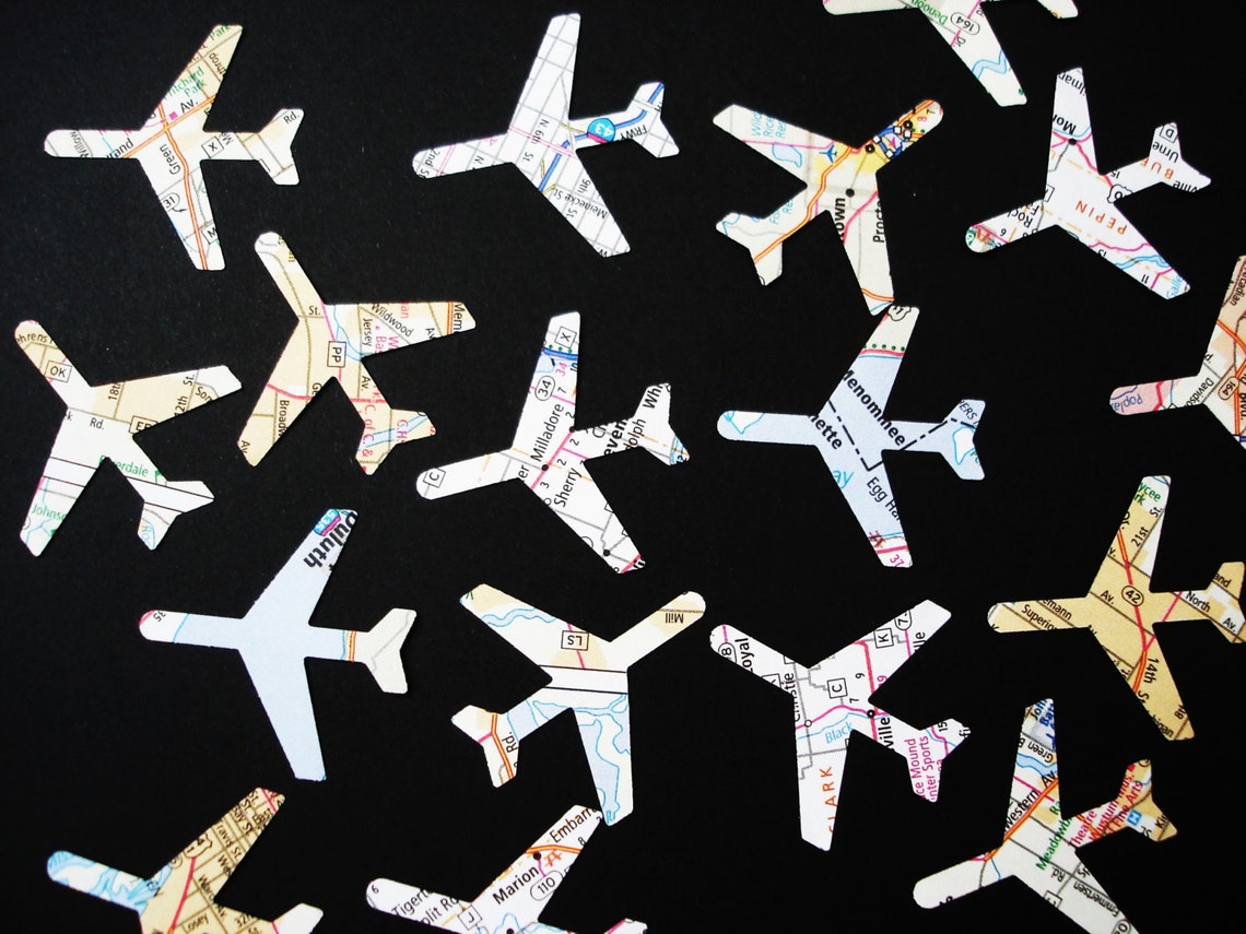 50 Large Map Atlas Airplane Confetti Embellishments - Etsy