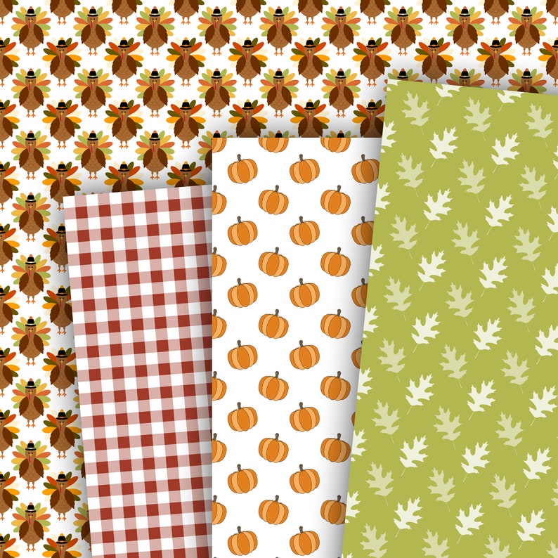 Thanksgiving Digital Paper, Seamless Backgrounds, Fall Scrapbook Paper ...