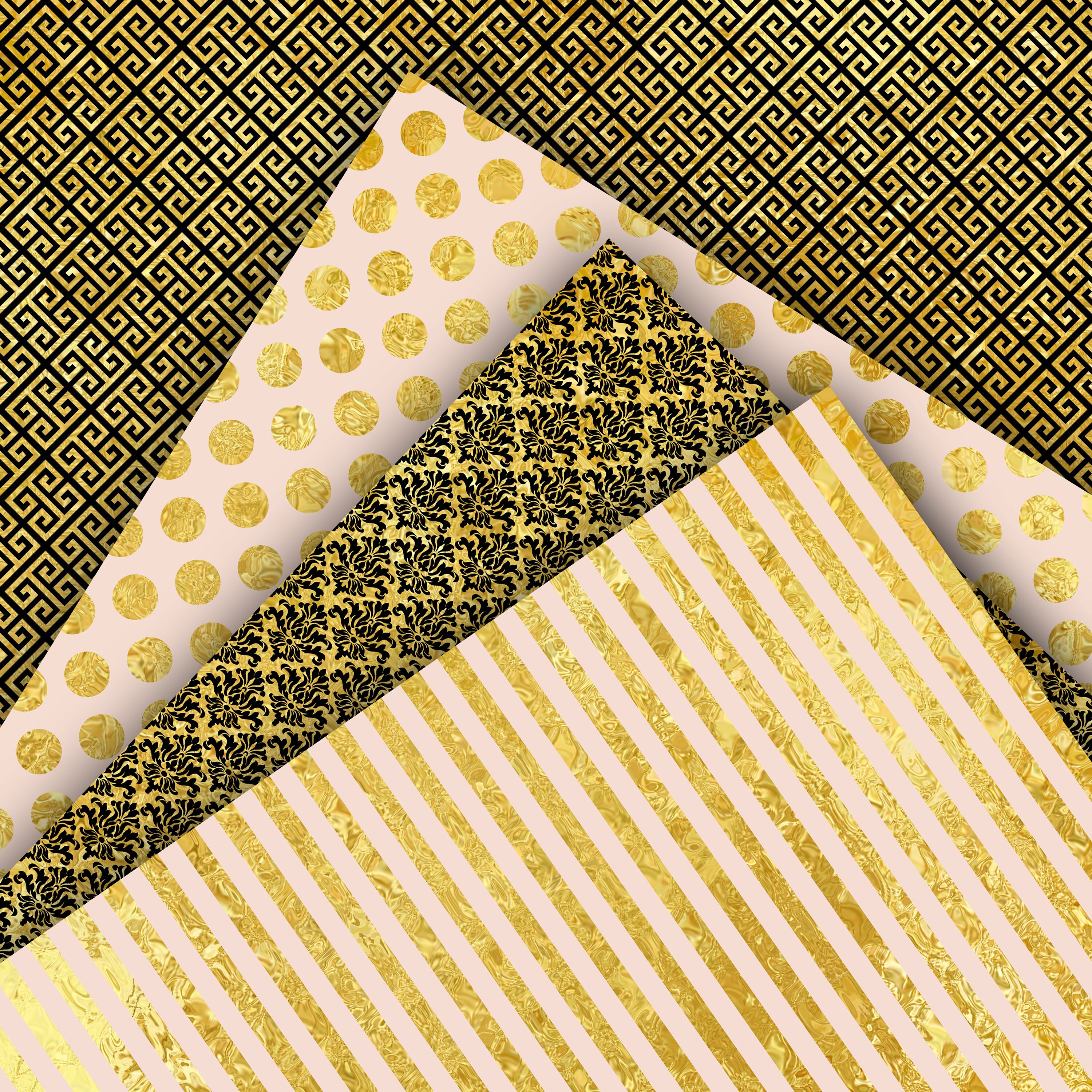 Gold and Blush Digital Paper Set – Damask and Foil Backgrounds (digital ...
