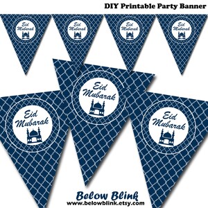 Eid Mubarak Printable Banner, Eid Mubarak Banner, Eid Celebration Party ...