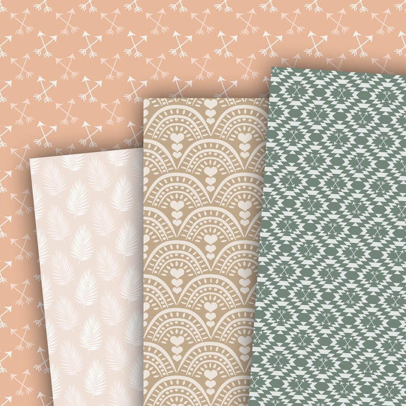 Boho Digital Paper Seamless Backgrounds Bohemian Scrapbook - Etsy