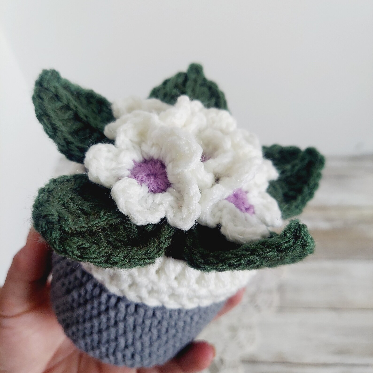 Crochet African Violet Flowers, Floral Nursery Decor, Home Wall Decor ...