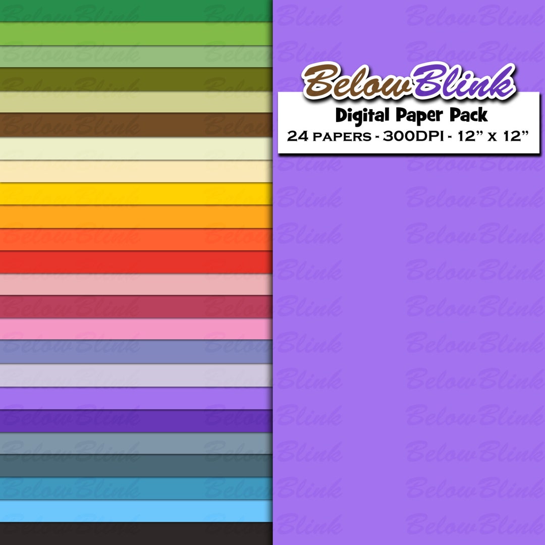 Solid Digital Paper Pack, Scrapbooking Papers, 24 Jpg Files 12 X 12 ...