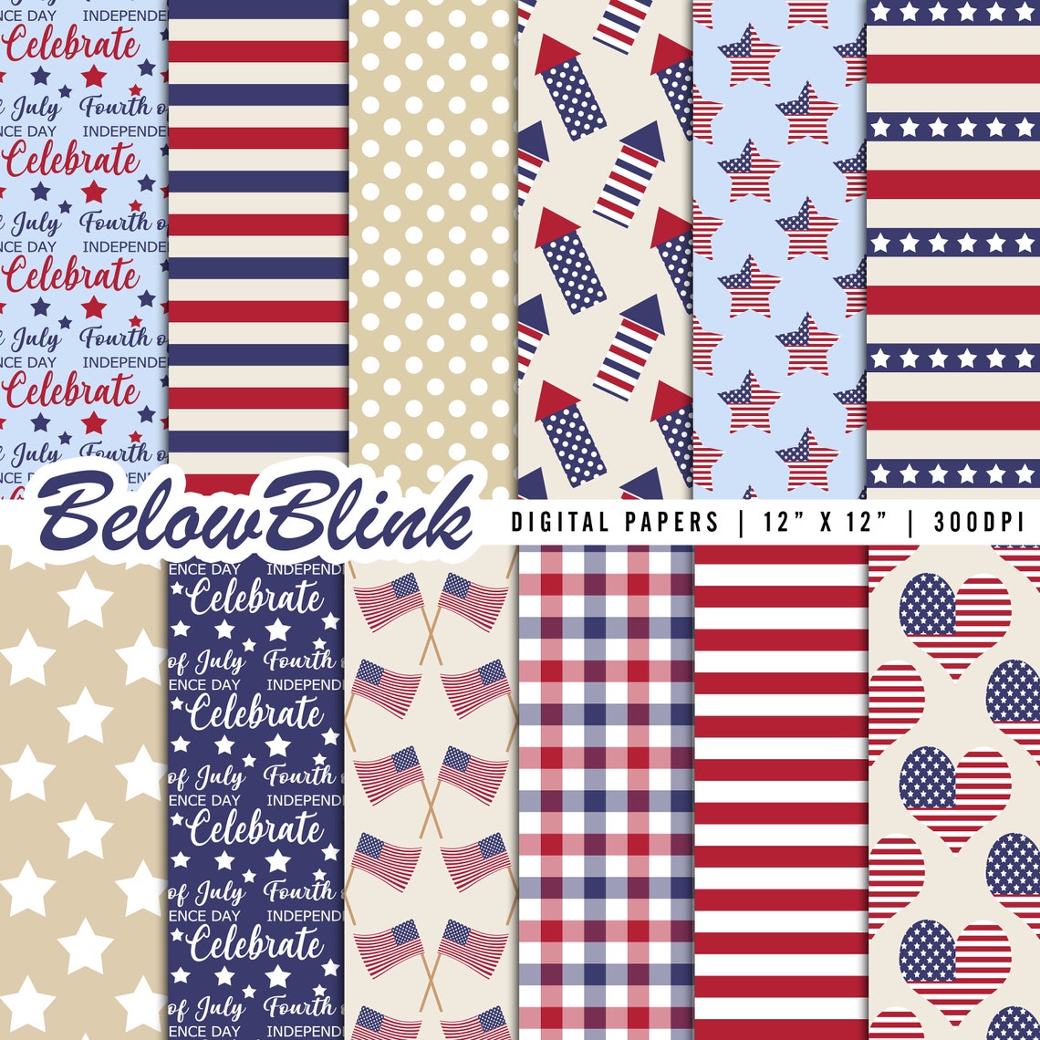 4th of July Digital Paper Seamless Backgrounds Scrapbook - Etsy