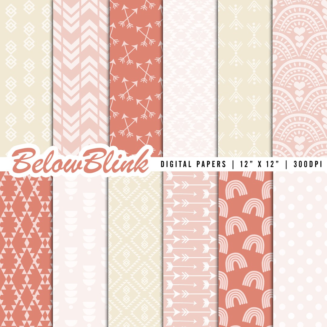 Boho Digital Paper, Seamless Backgrounds, Scrapbook Paper, Printable ...