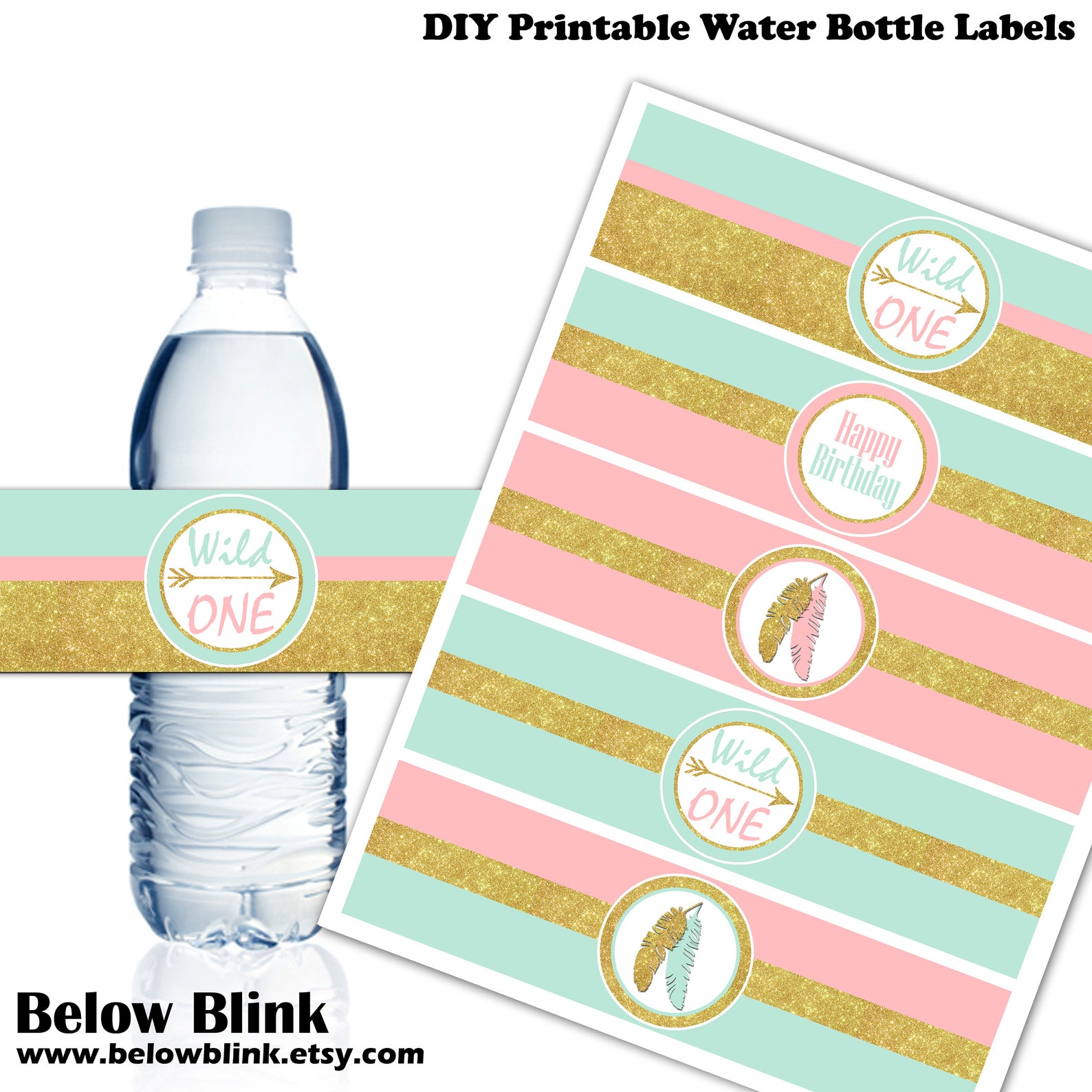 Wild One Water Bottle Labels Printable Tribal Theme Party | Etsy