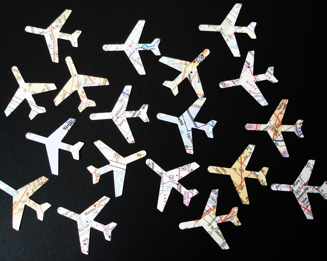 50 Large Map Atlas Airplane Confetti Embellishments - Etsy