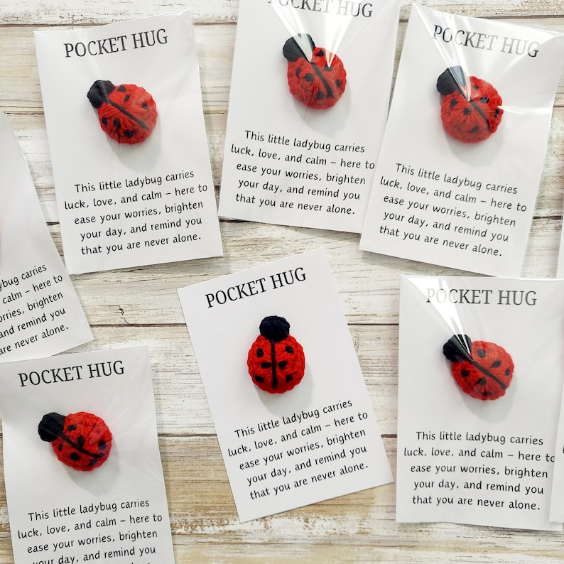 Ladybug Pocket Hug, Crochet Amigurumi Bug Plush, Handmade Comfort Toy ...