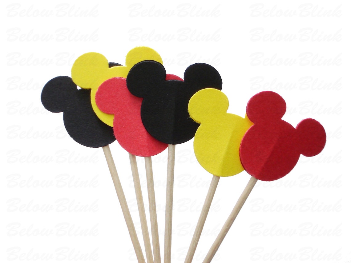 Mickey Mouse Cupcake Toppers 24CT Mickey Mouse Party - Etsy