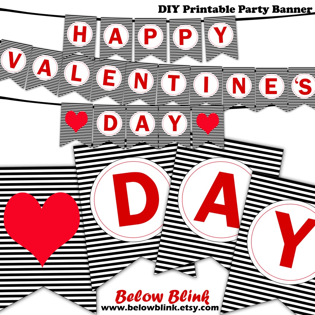 Happy Valentine's Day Banner, Printable, Valentine Themed Party ...