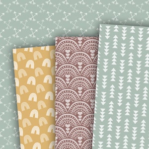 Boho Digital Paper, Seamless Backgrounds, Bohemian Scrapbook Paper ...