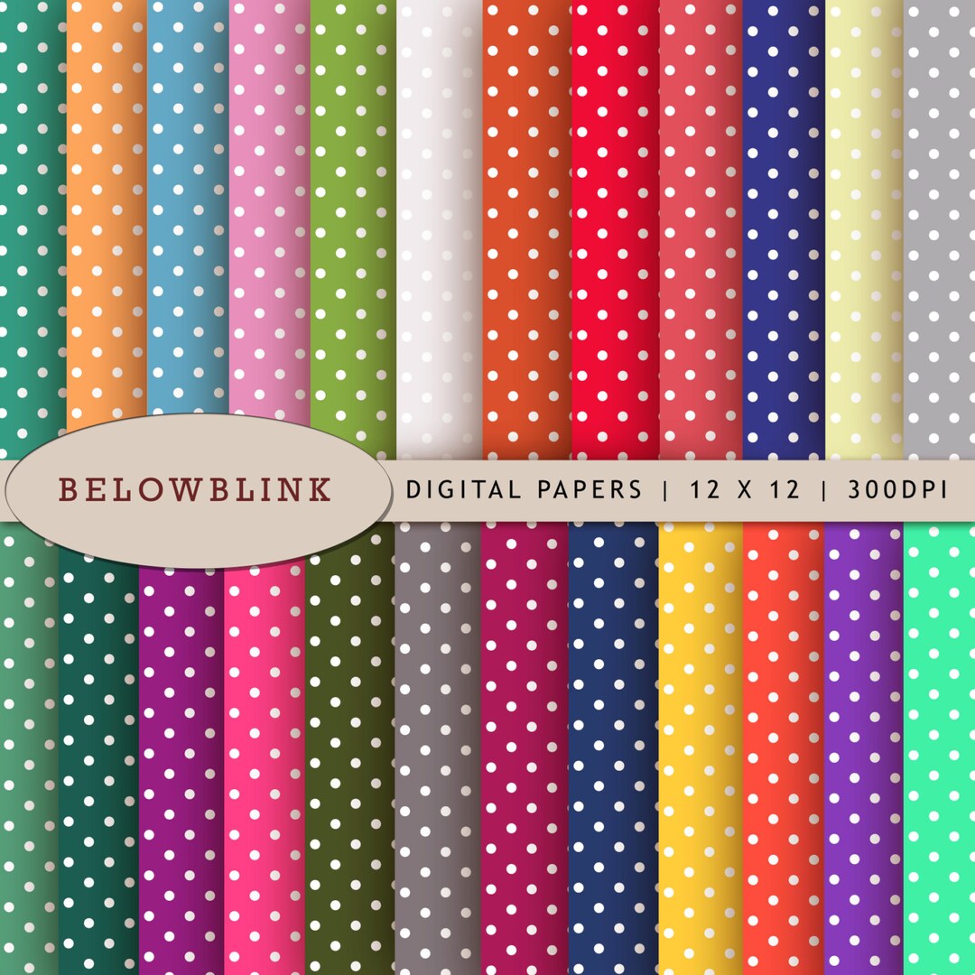 Polka Dots Digital Paper Pack, Scrapbook Papers, 24 Jpg Files 12 X 12 ...