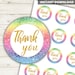 Glitter Rainbow Thank You Stickers, Printable Thank You Labels, Thank ...