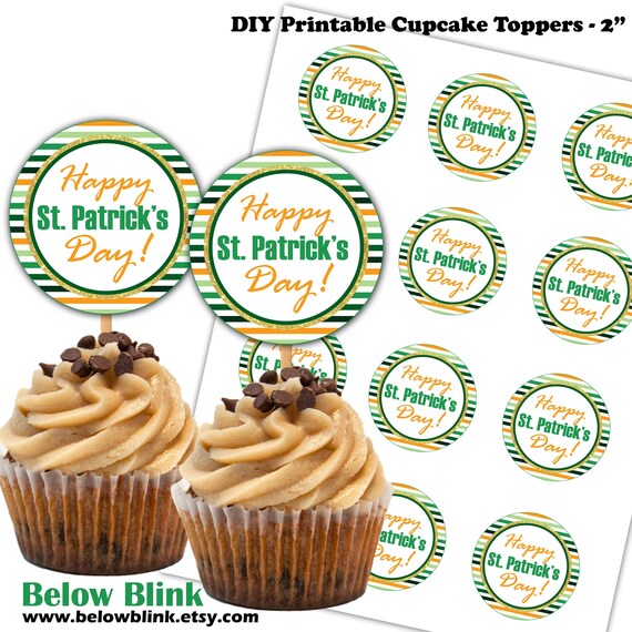 Happy St. Patrick's Day Cupcake Toppers, Printable Food Toppers, Luck ...
