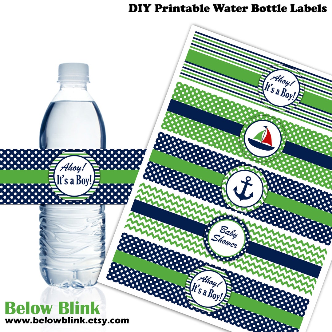 Nautical Water Bottle Labels, Printable Anchor Water Bottle Labels ...