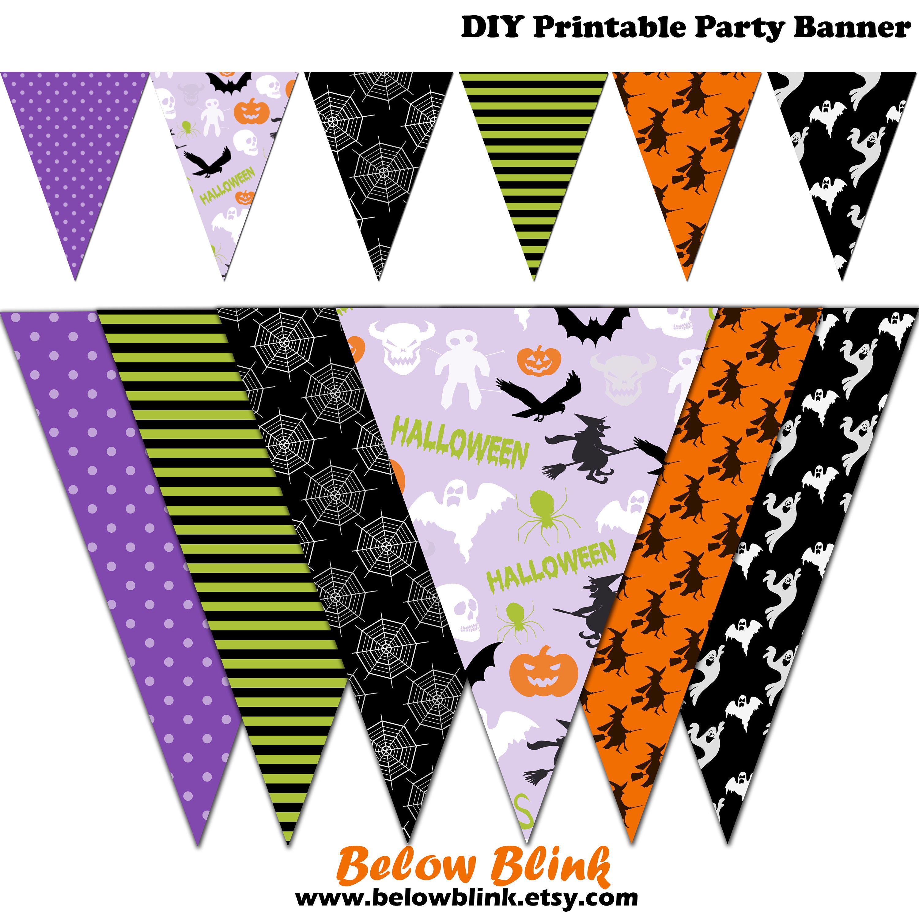 Banners & Signs DIY Instant Download Halloween Pennant Printable Happy ...