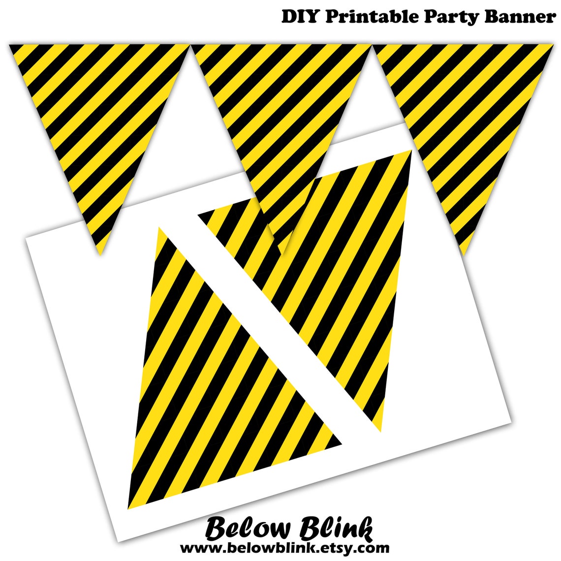 Construction Triangle Banner, Birthday Printable Banner, Construction ...