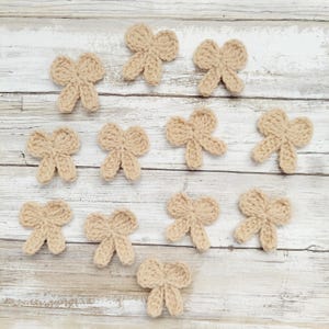 12 Pcs. Handmade Crochet Buff Bow Appliques, 2" Crochet Bows, DIY ...