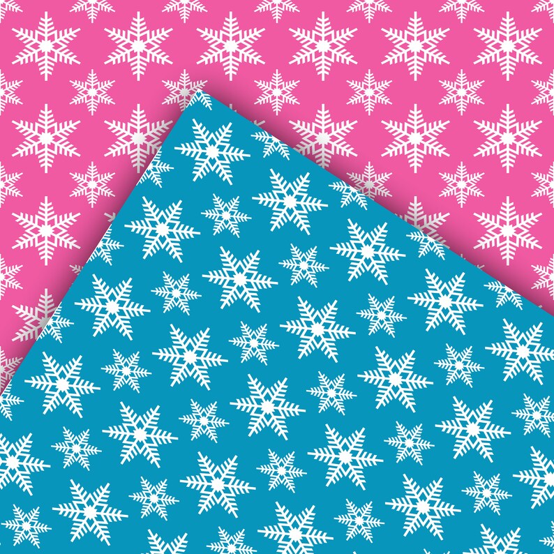 Snowflake Digital Paper Holiday Papers Scrapbooking - Etsy