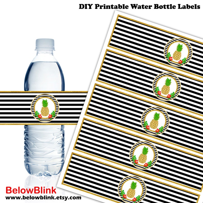 Pineapple Water Bottle Labels Printable Water Bottle Labels | Etsy