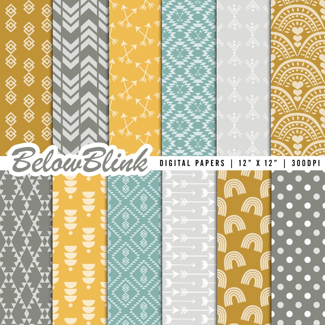 Boho Digital Paper, Seamless Backgrounds, Bohemian Scrapbook Paper ...