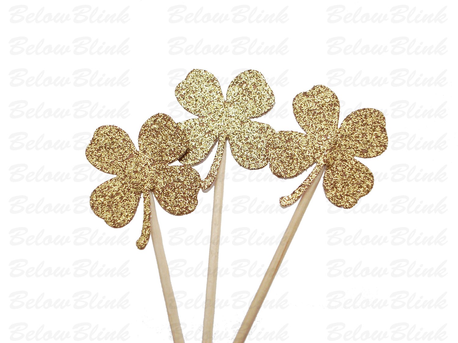 24 St. Patrick's Day Glitter Gold Shamrock Four-leaf - Etsy