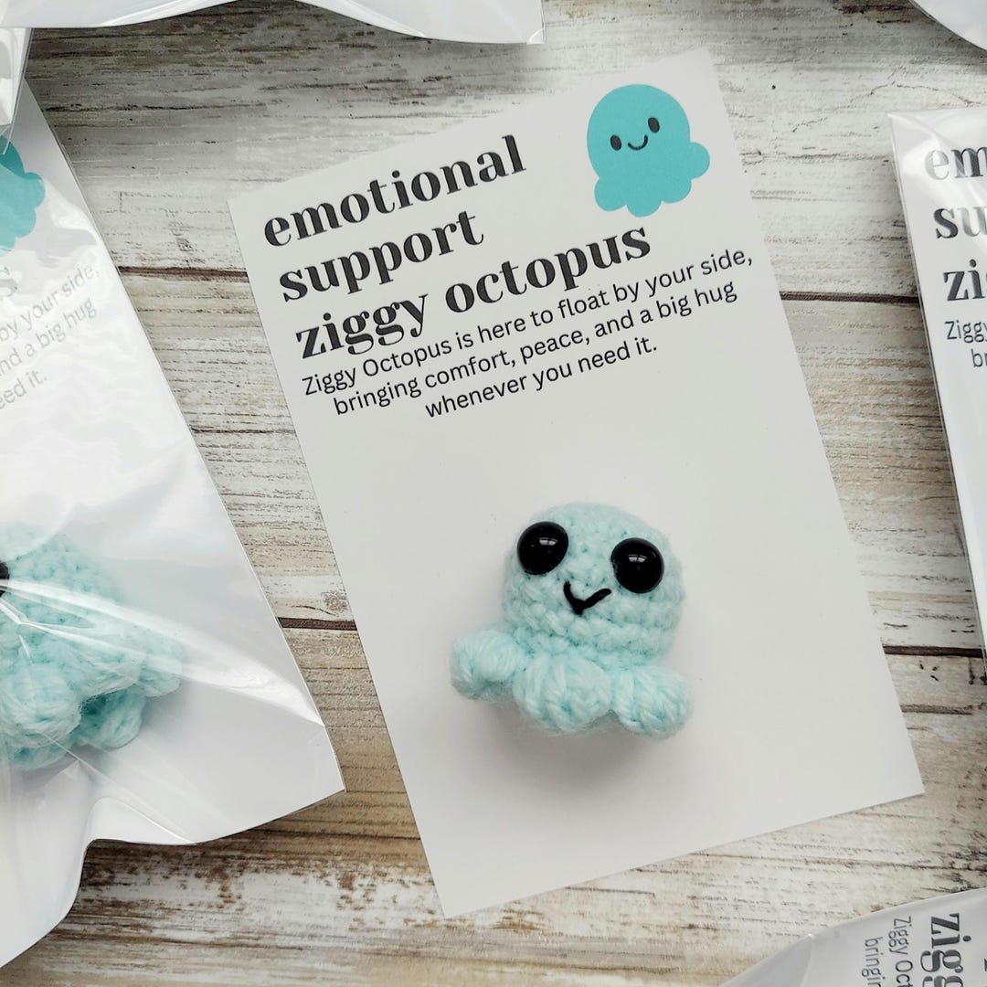 Emotional Support Crochet Octopus Ziggy, Pocket Hug Amigurumi Toy ...