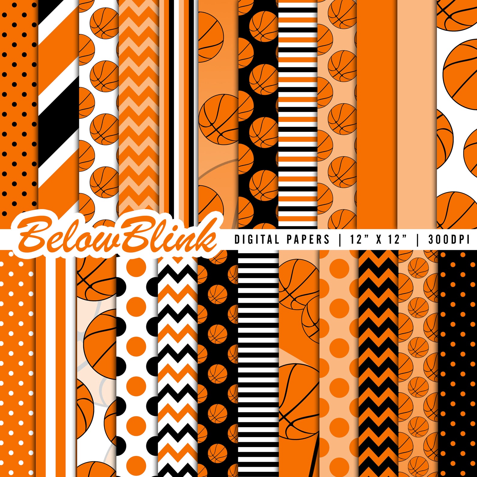 Basketball Digital Paper | Basketball Scrapbook Papers | Baby Shower ...