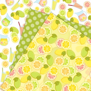 Pink Lemonade Digital Paper, Lemon Scrapbook Papers, Lemonade Theme ...