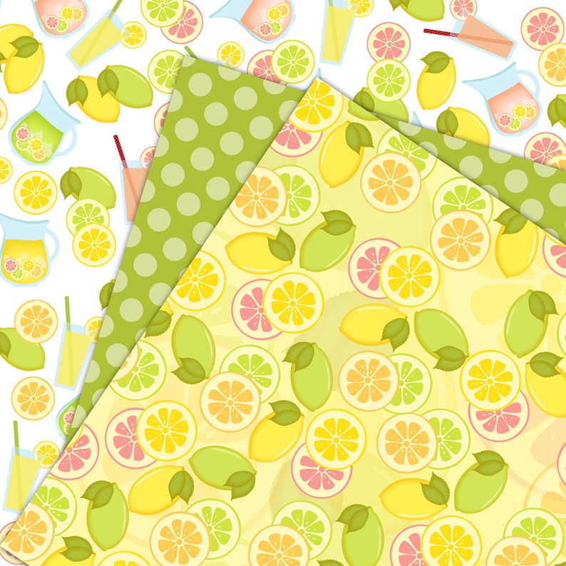 Pink Lemonade Digital Paper Lemon Scrapbook Papers Lemonade | Etsy
