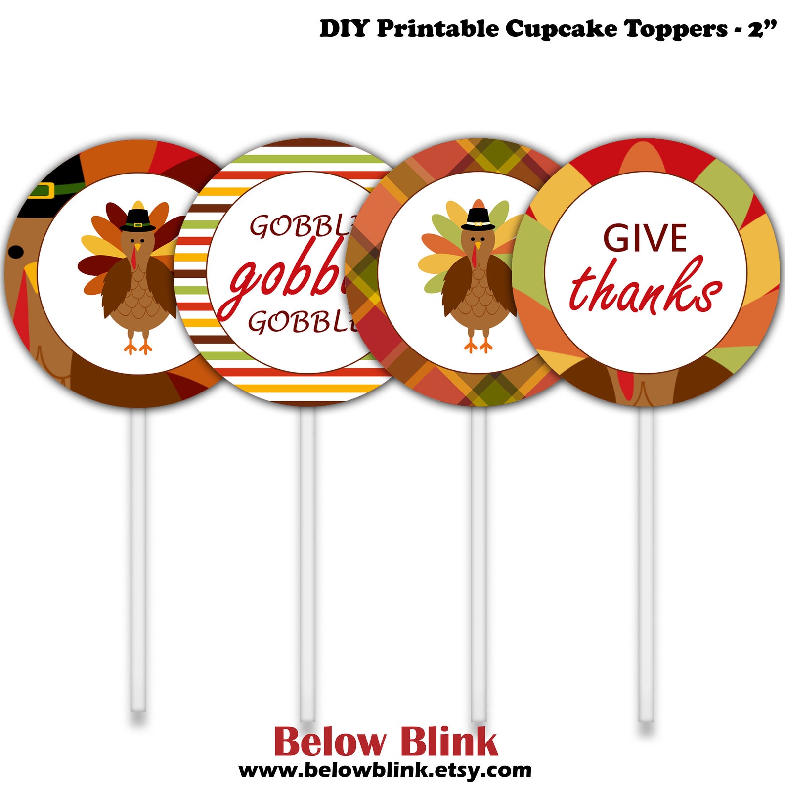 Printable Thanksgiving Cupcake Toppers Give Thanks - Etsy
