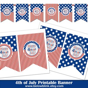 4th of July Printable Banner Independence Day Banner Fourth | Etsy