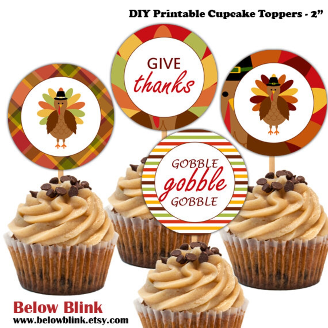 Printable Thanksgiving Cupcake Toppers Give Thanks | Etsy