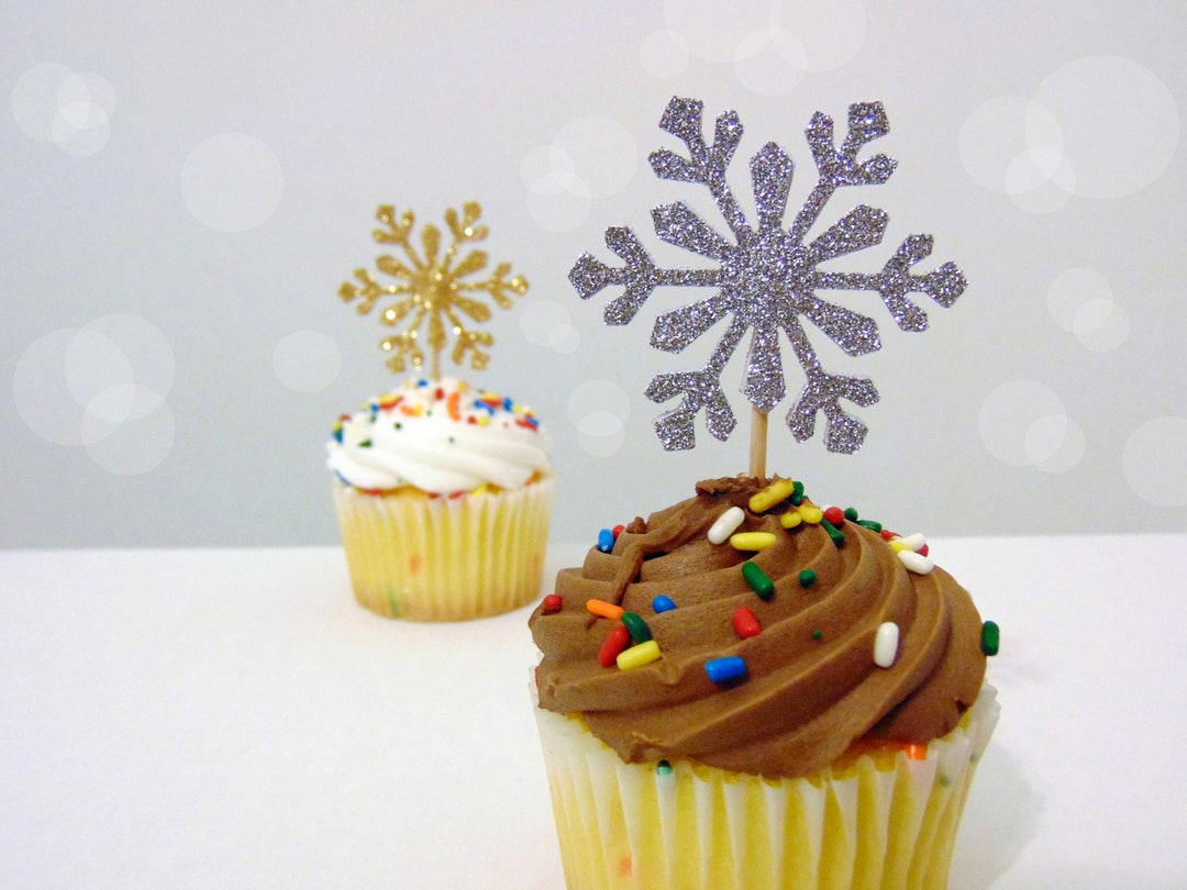 Snowflake Cupcake Toppers 12CT, Winter Wonderland Party Decorations ...