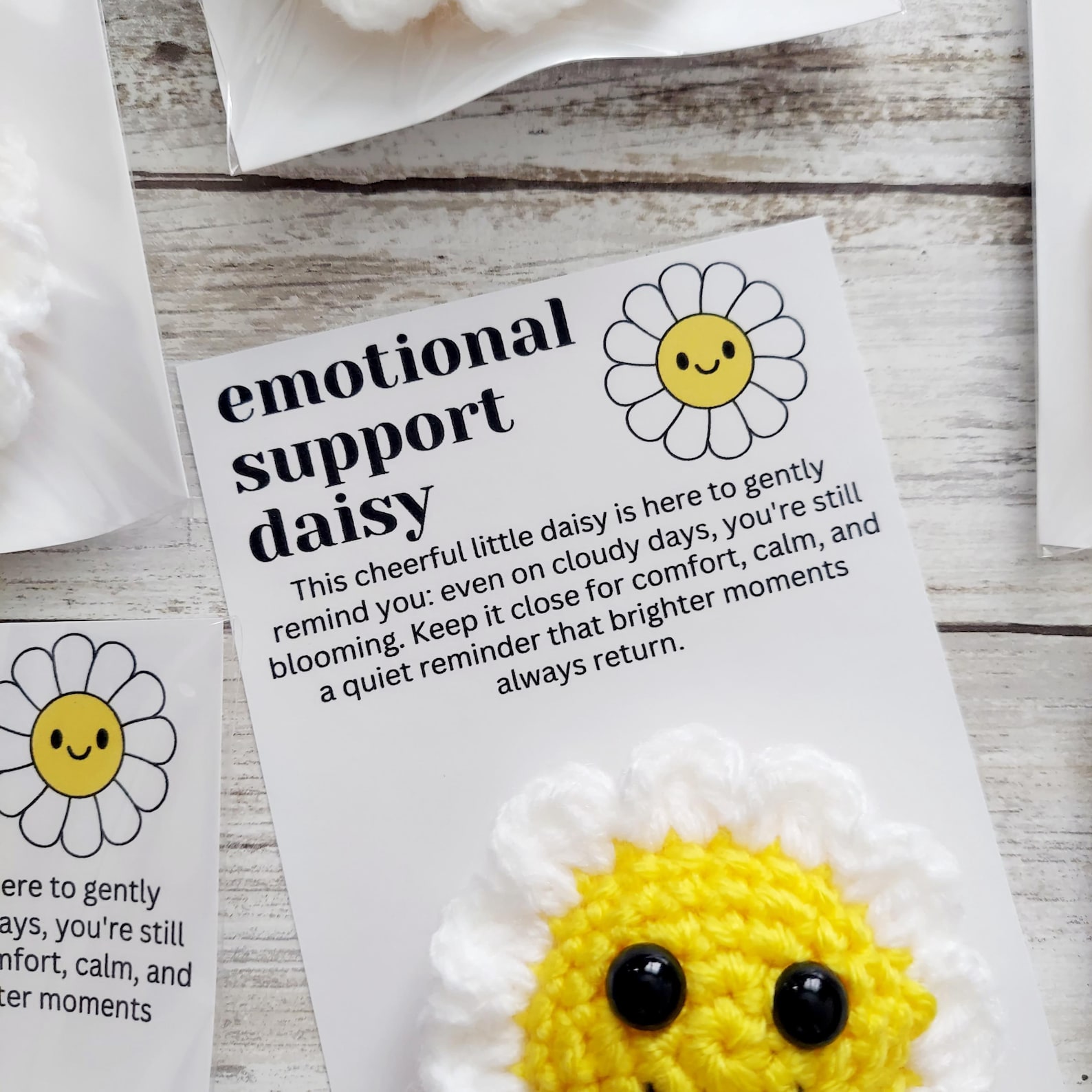 Emotional Support Daisy Pocket Hug, Crochet Amigurumi Flower Plush ...