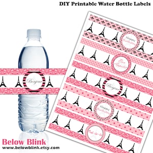 Paris Water Bottle Labels, Ooh La La Theme Party Decor, Bon Appetit ...