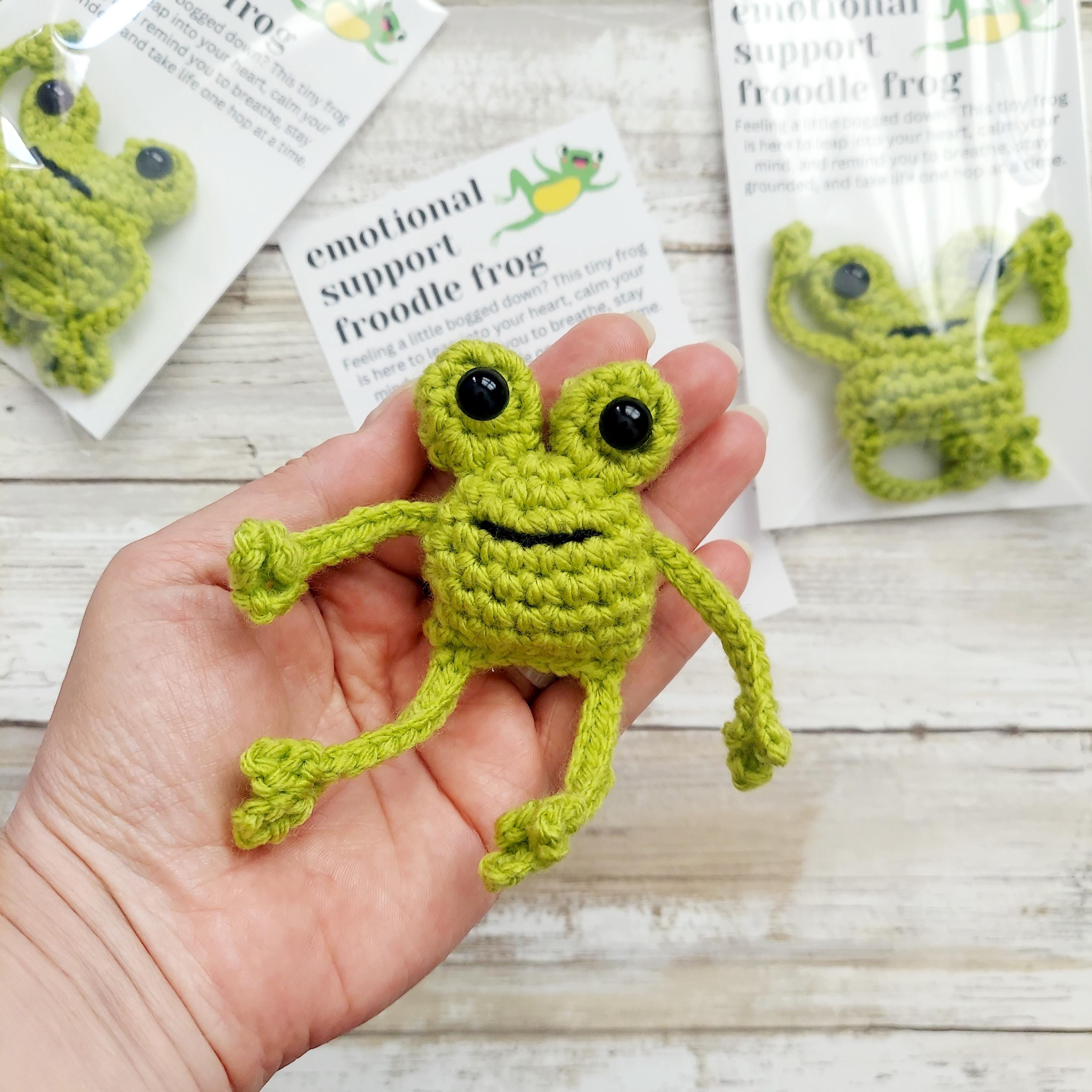 Emotional Support Crochet Frog Named Froodle, Pocket Hug Amigurumi ...