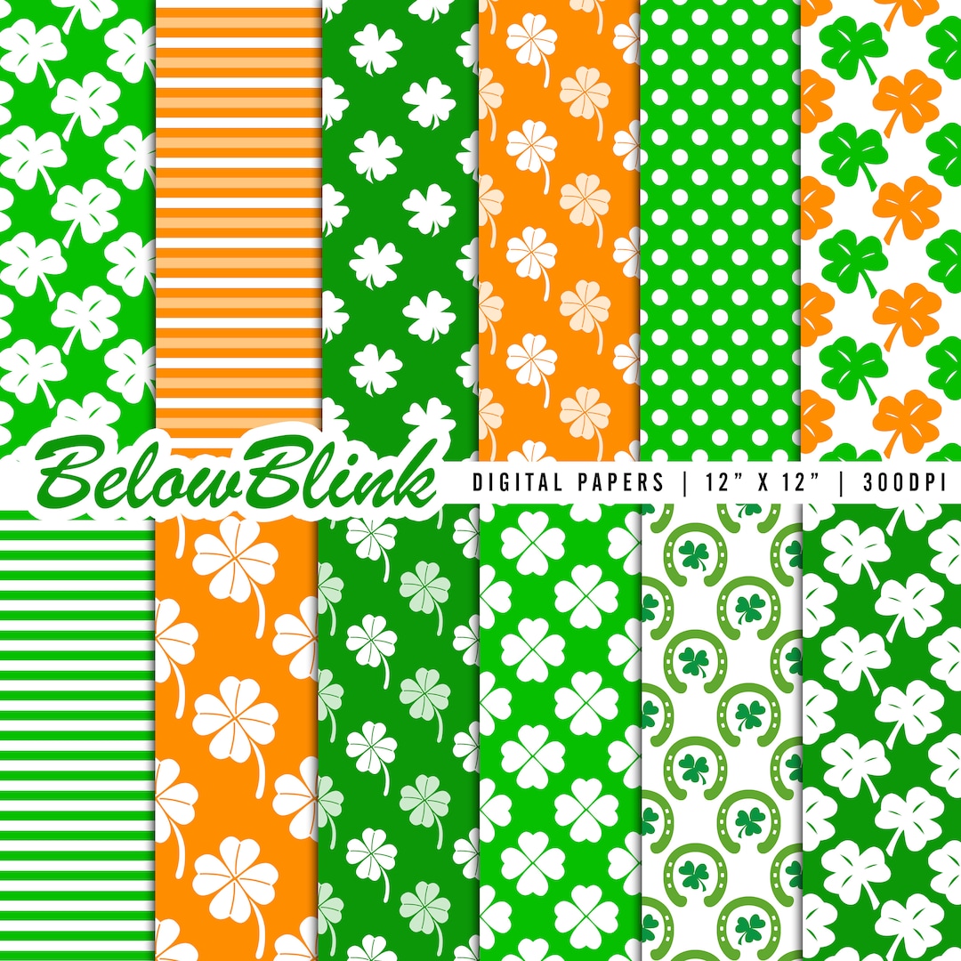 St. Patrick's Day Digital Paper, Seamless Backgrounds, Scrapbook Paper ...