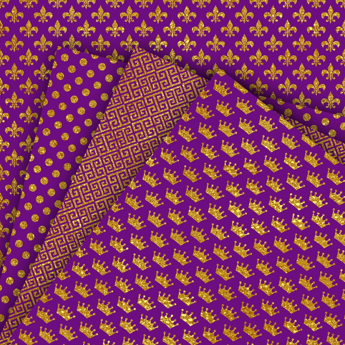 Purple and Gold Digital Paper background princess | Etsy