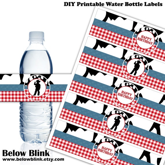 Cowboy Happy Birthday Water Bottle Labels Cowboy Birthday Party Favors ...