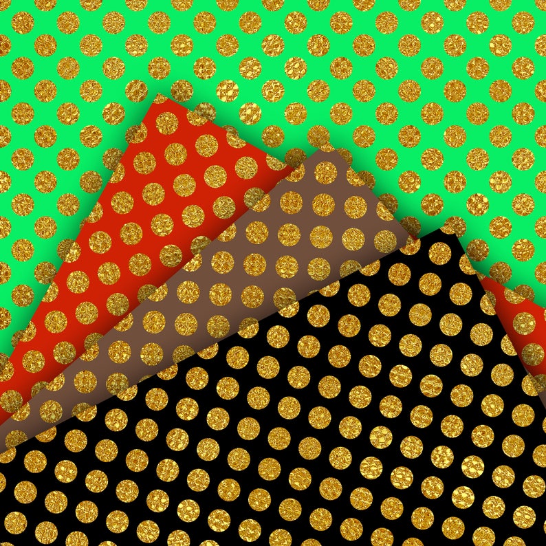Gold Foil Polka Dots Digital Paper Gold Wedding Backgrounds | Etsy