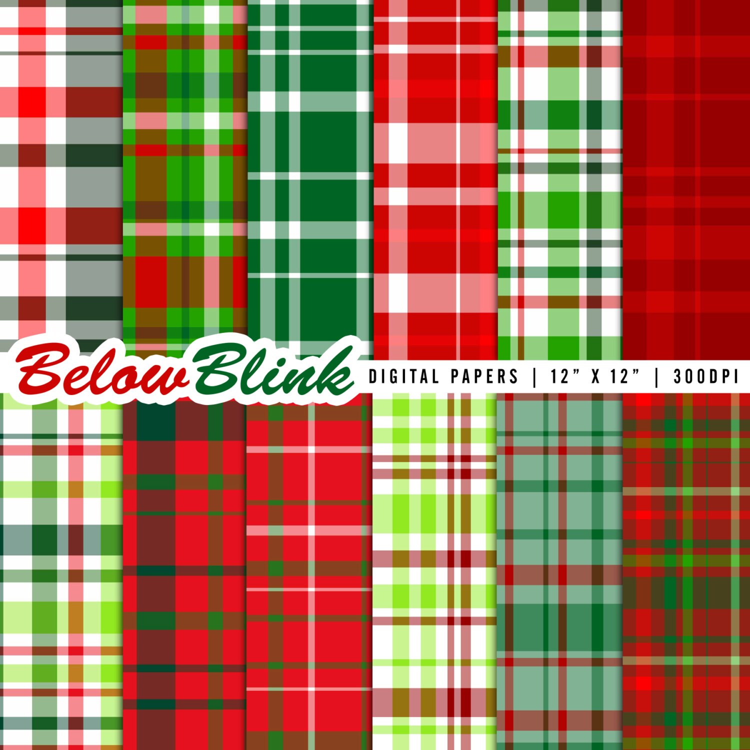 Christmas Plaid Digital Paper Pack Scrapbooking Papers 12 - Etsy