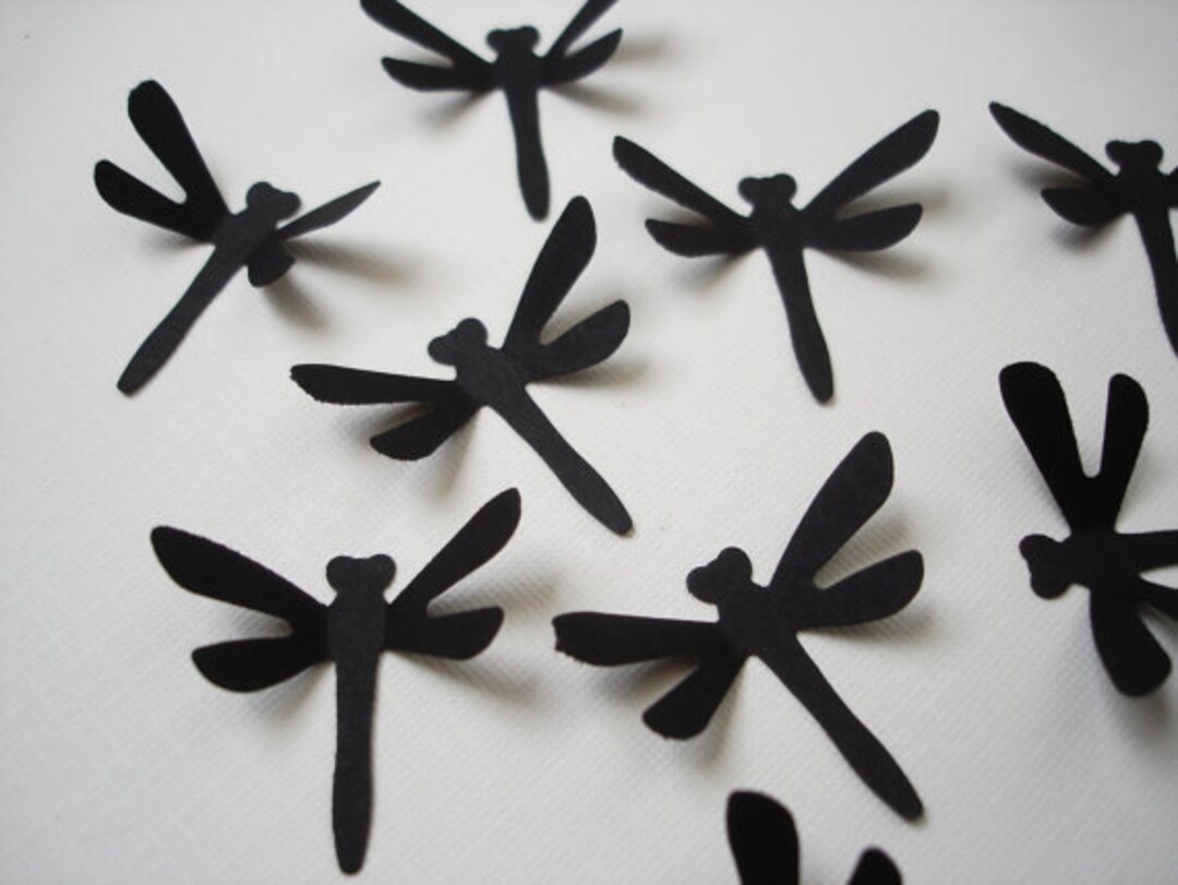 100 Black Dragonfly Punch Die Cut Cutout Confetti Scrapbooking ...