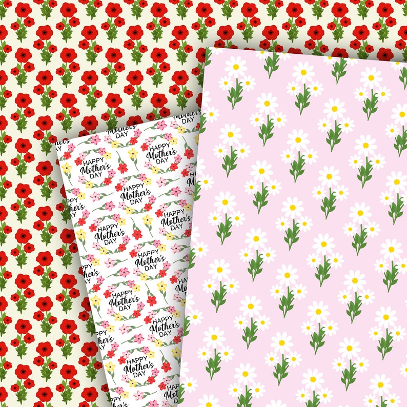 Mother's Day Digital Paper, Seamless Backgrounds, Scrapbook Paper ...